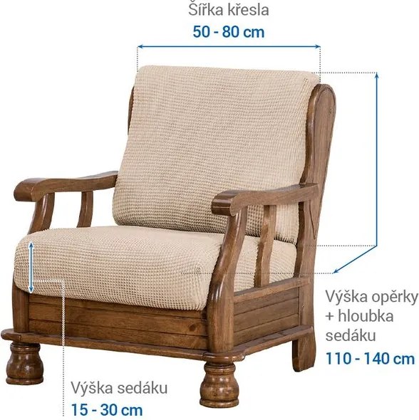 Super strečové potahy NIAGARA smetanová relaxační křeslo ( š. 70 - 90 cm)