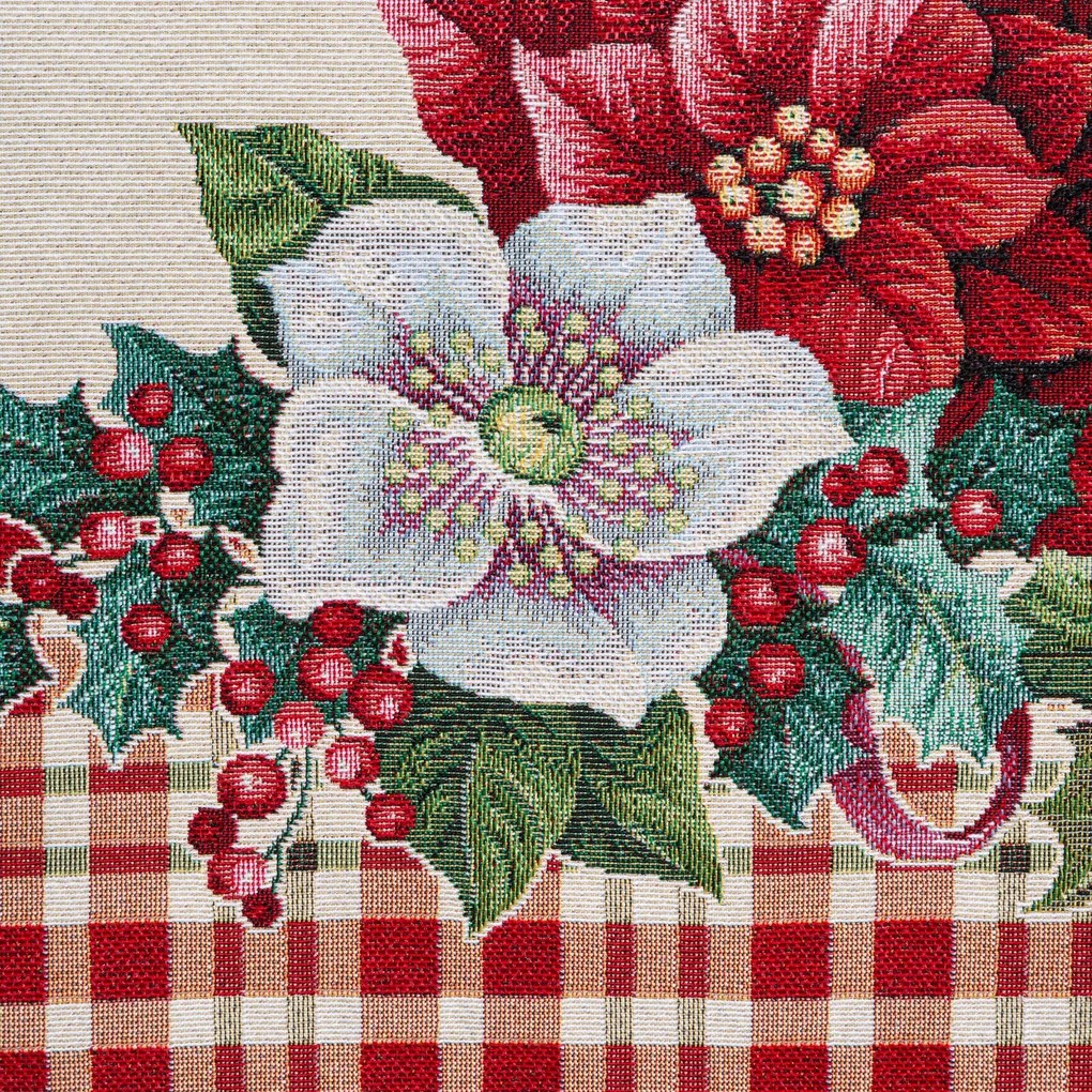 VÁNOČNÍ GOBELÍNOVÝ UBRUS NA STŮL MERRY 100X100 CM VZOROVANÝ