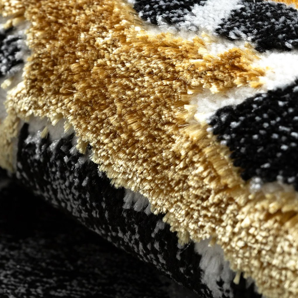Dywany Łuszczów, Kusový koberec Allure 1963 black/gold, 80x150, černá, kancelář