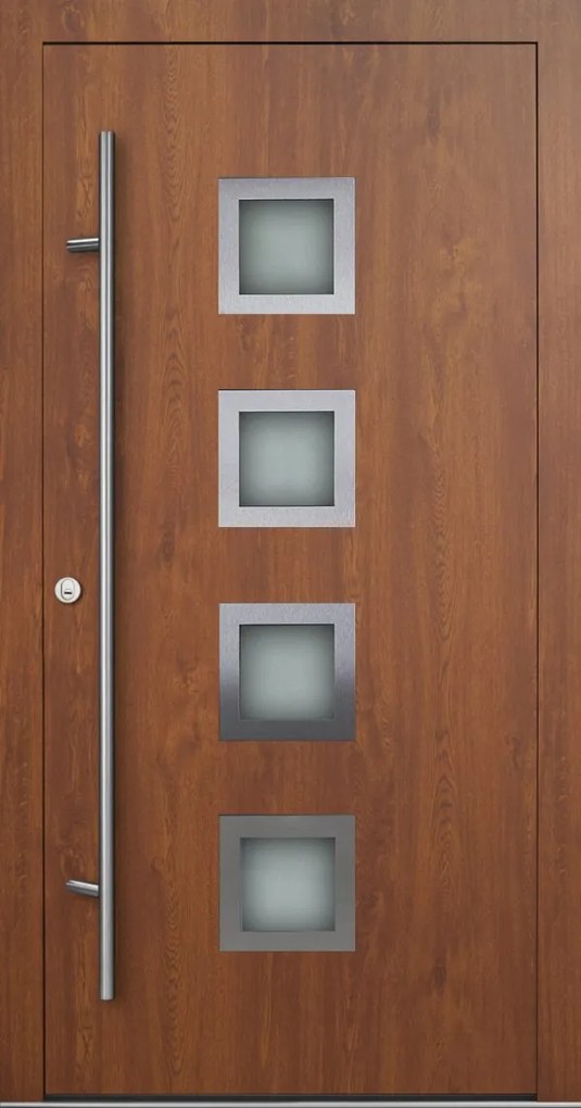 FM Turen - Feldmann & Mayer Vchodové dveře s ocelovým opláštěním FM Turen model DS13 Orientace dveří: Levé, otevírání dovnitř, Dekor: Zlatý dub, Standardní rozměr dveří včetně rámu: 98 cm x 208 cm - vnější rozměr rámu