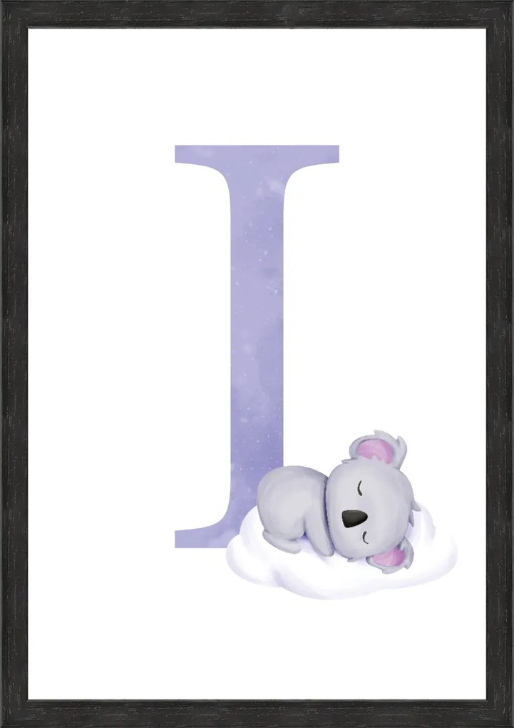 Abeceda písmena s koalou - Obraz, Plakát Velikost: A3 - 29,7x42 cm, Volba rámu: s černým rámem, Písmeno: C