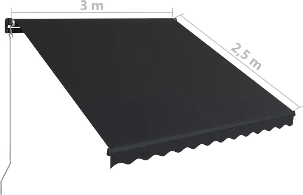 vidaXL Marketos Ručně zatahovací markýza 300 x 250 cm antracitová