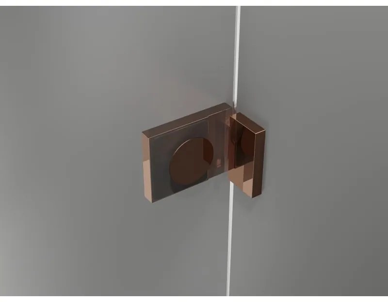Mexen Lunar, L půlkruhový výklopný sprchový kout 90 x 90 cm, 8mm čiré sklo, profil růžové zlato, 833L-090L-090P-60-00