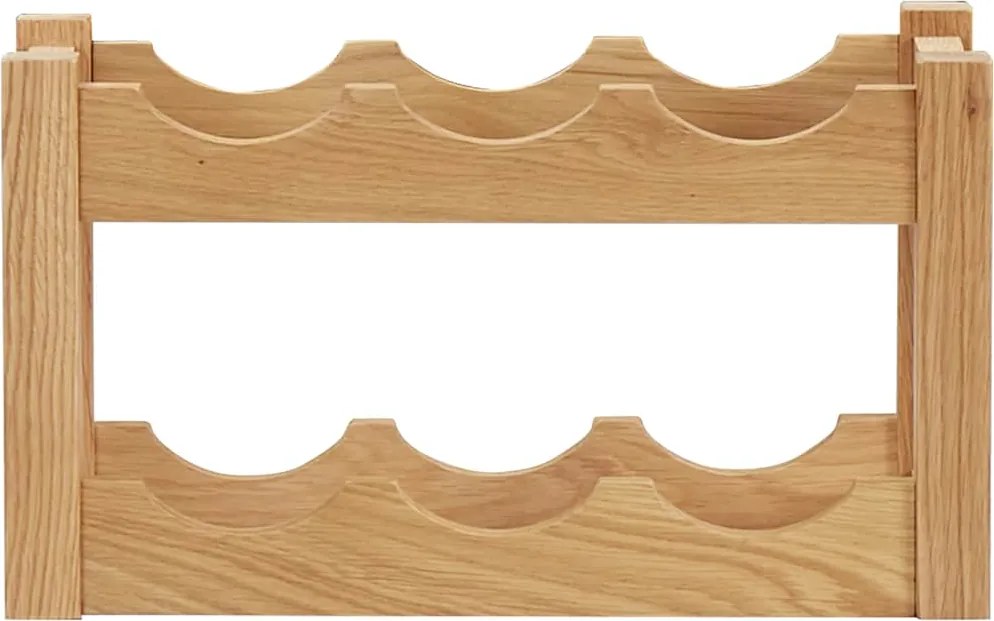 Stojan na víno na 6 lahví 37 x 21 x 21 cm masivní dubové dřevo 289201