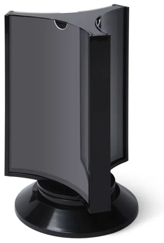Otočný menu stojánek třístranný, formát DL (pro 22 × 9,9 cm), černá