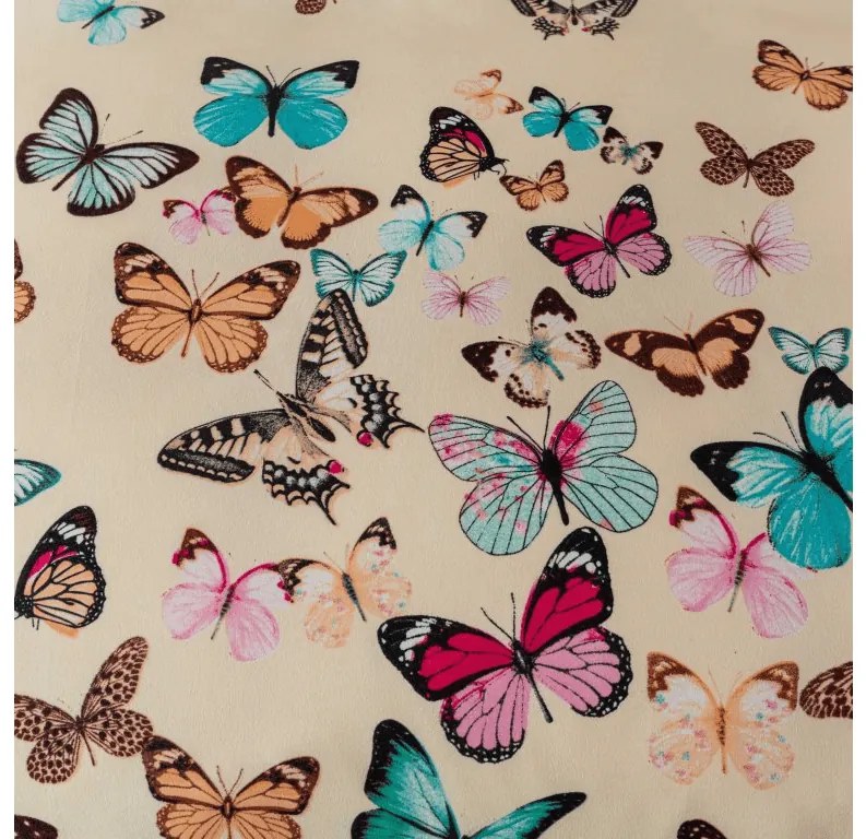 Mikroflanelové povlečení VIVA BUTTERFLY krémové Rozměr povlečení: 70 x 90 cm | 140 x 200 cm