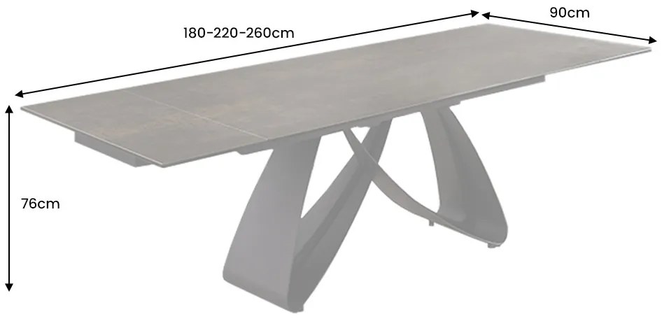 Roztahovací keramický stůl Bayarmaa 180-220-260 cm rez