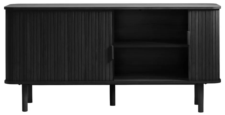 Černá nízká komoda v dekoru dubu s posuvnými dveřmi 76x160 cm Cavo – Unique Furniture