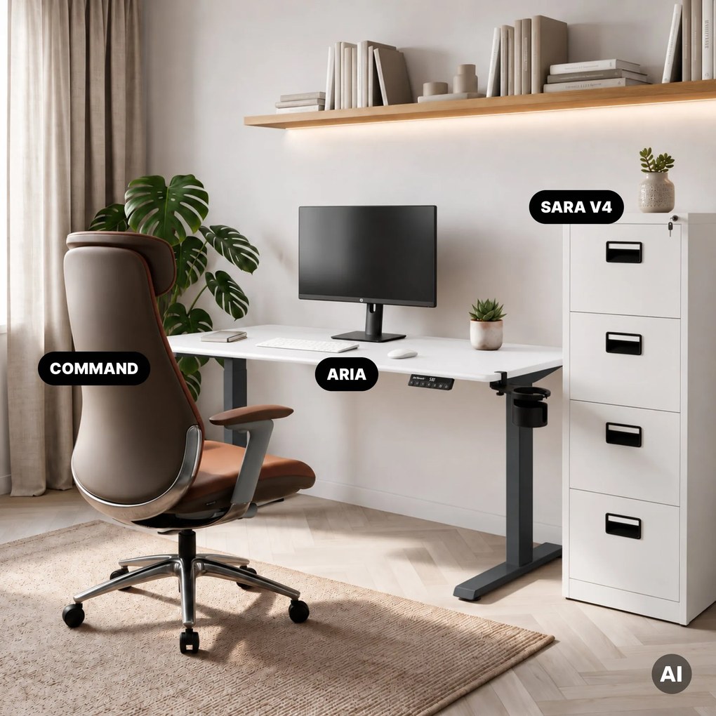 Elektrický stůl s nastavením výšky ergonomický antracitově-bílý, 1400x700 mm: ARIA