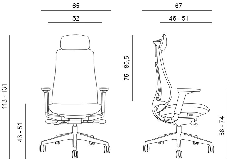 Kancelářská ergonomická židle FARRELL — látka, černá, nosnost 130 kg