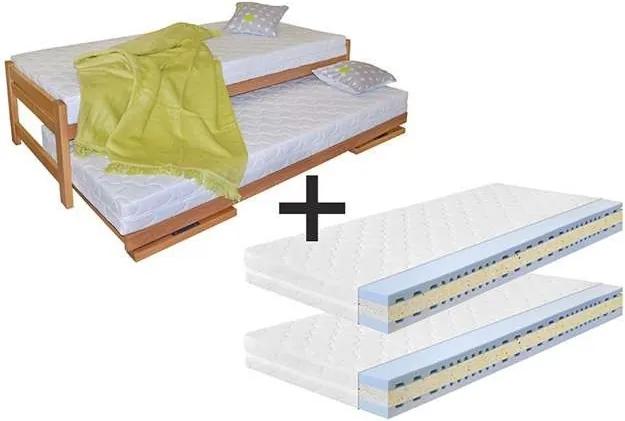 Ahorn Postel Duelo + 2 matrace Lucida - rozkládací postel se dvěma lůžkami 80 x 200 cm