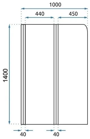 REA-K9777 - Skládací vanová zástěna AGAT 140x100 cm broušená zlatá/čirá