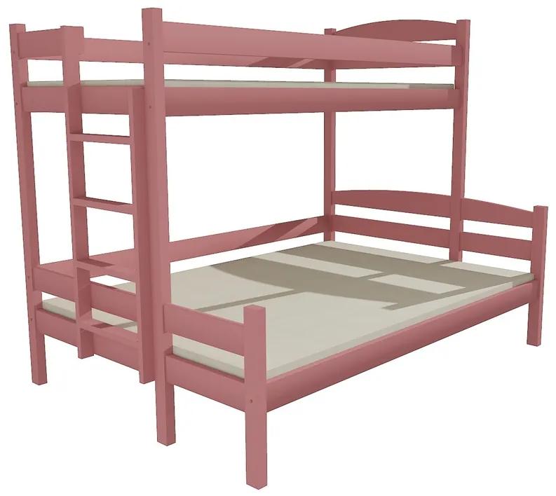 Vomaks Patrová postel s rozšířeným spodním lůžkem PPS 001 100/120 x 200 cm moření ořech vlevo (vyobrazeno)