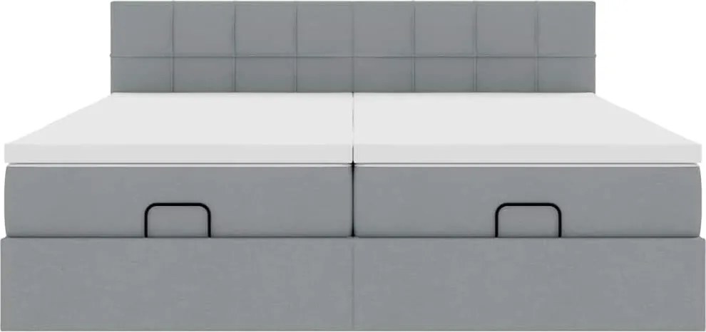 Osmanský rám postele s matrací světle šedý 200x200cm textil 3312001