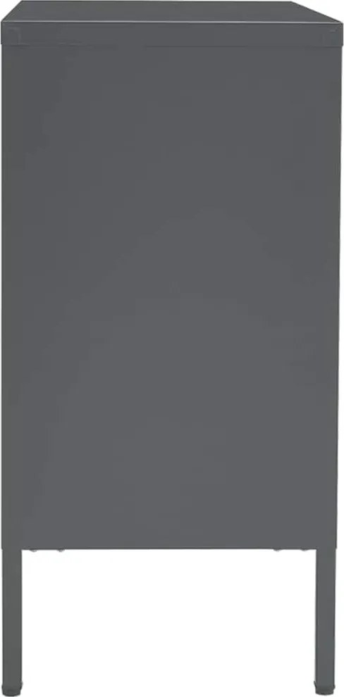 Příborník antracitový 75 x 35 x 70 cm ocel a tvrzené sklo 336075