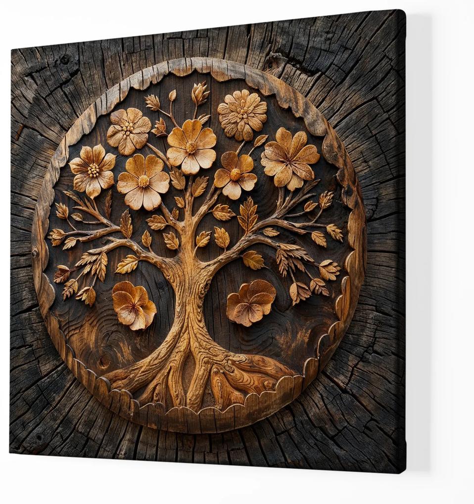 Obraz na plátně - Strom života Flow Air, dřevo styl FeelHappy.cz Velikost obrazu: 100 x 100 cm