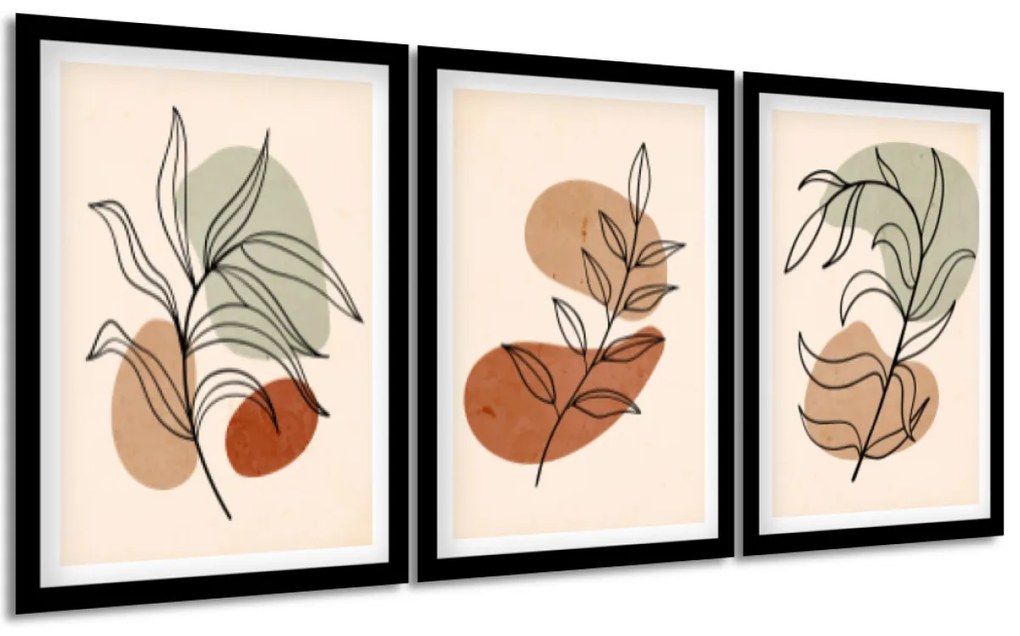 Gario Sada plakátů Flower abstraction Barva rámu: Bílá, Velikost: 99 x 45 cm