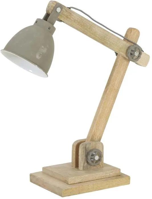 Šedá dřevěná stolní lampička Elmer cement - 50*15*45 cm