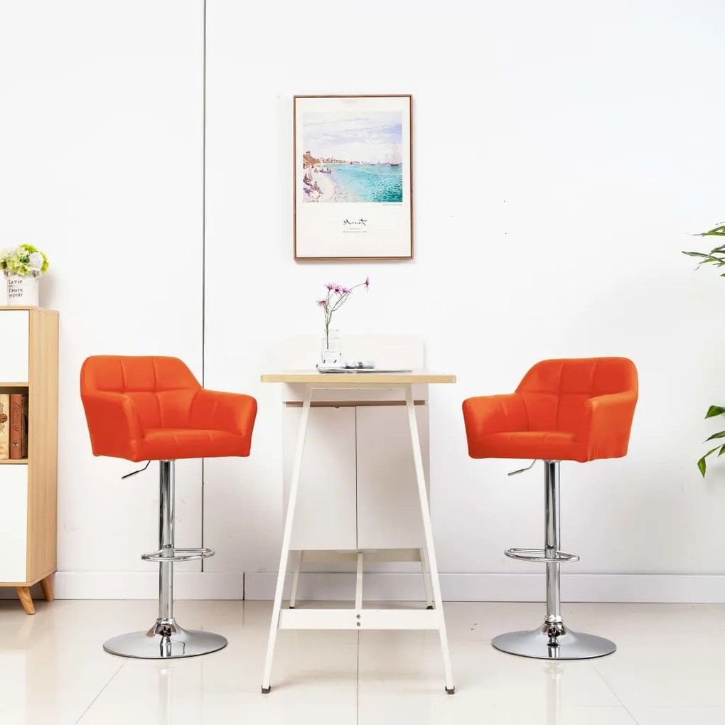 249767 vidaXL Barové židle s područkami 2 ks oranžové umělá kůže