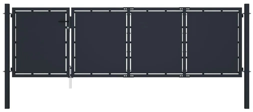 Zahradní brána ocel 350 x 75 cm antracitová