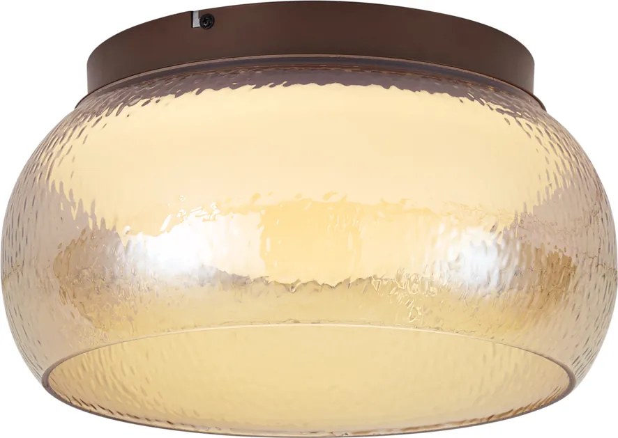 Stropní svítidlo Art Deco hnědé s jantarovým sklem vč. LED 3-stupňově stmívatelné - Thimble