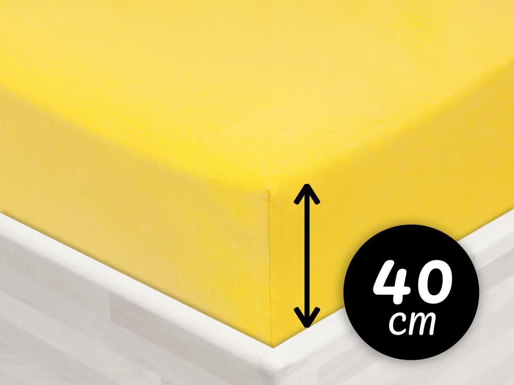 Jersey napínací prostěradlo na extra vysokou matraci JR-003 Žluté 100 x 200 - výška 40 cm