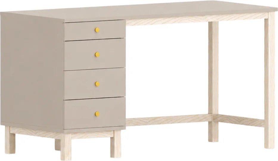 Psací stůl do dětského pokoje MODEL se šuplíky Zvolte barvu: Kašmírová, Zvolte barvu úchytek: Černá, Zvolte stranu: Pravá
