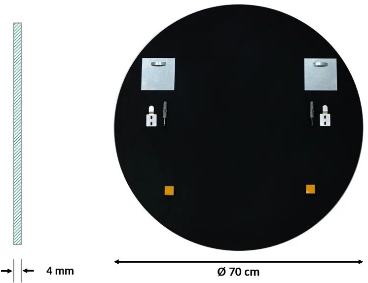 Kulaté zrcadlo bez rámu fi 70 cm