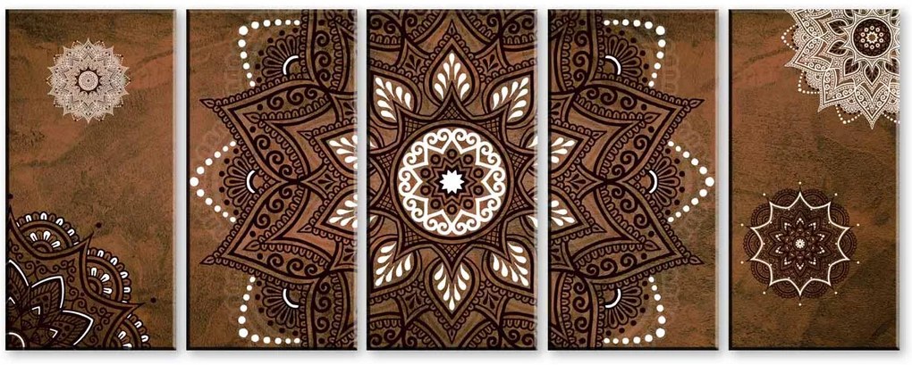 Pětidílný obraz mandala Brown Velikost (šířka x výška): 100x40 cm