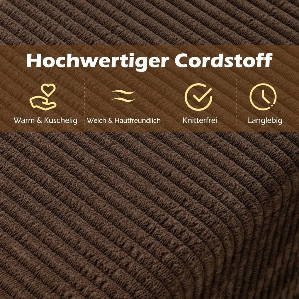 Costway Manšestrová 3-pohovka loveseat s vysokým opěradlem, širokými područkami