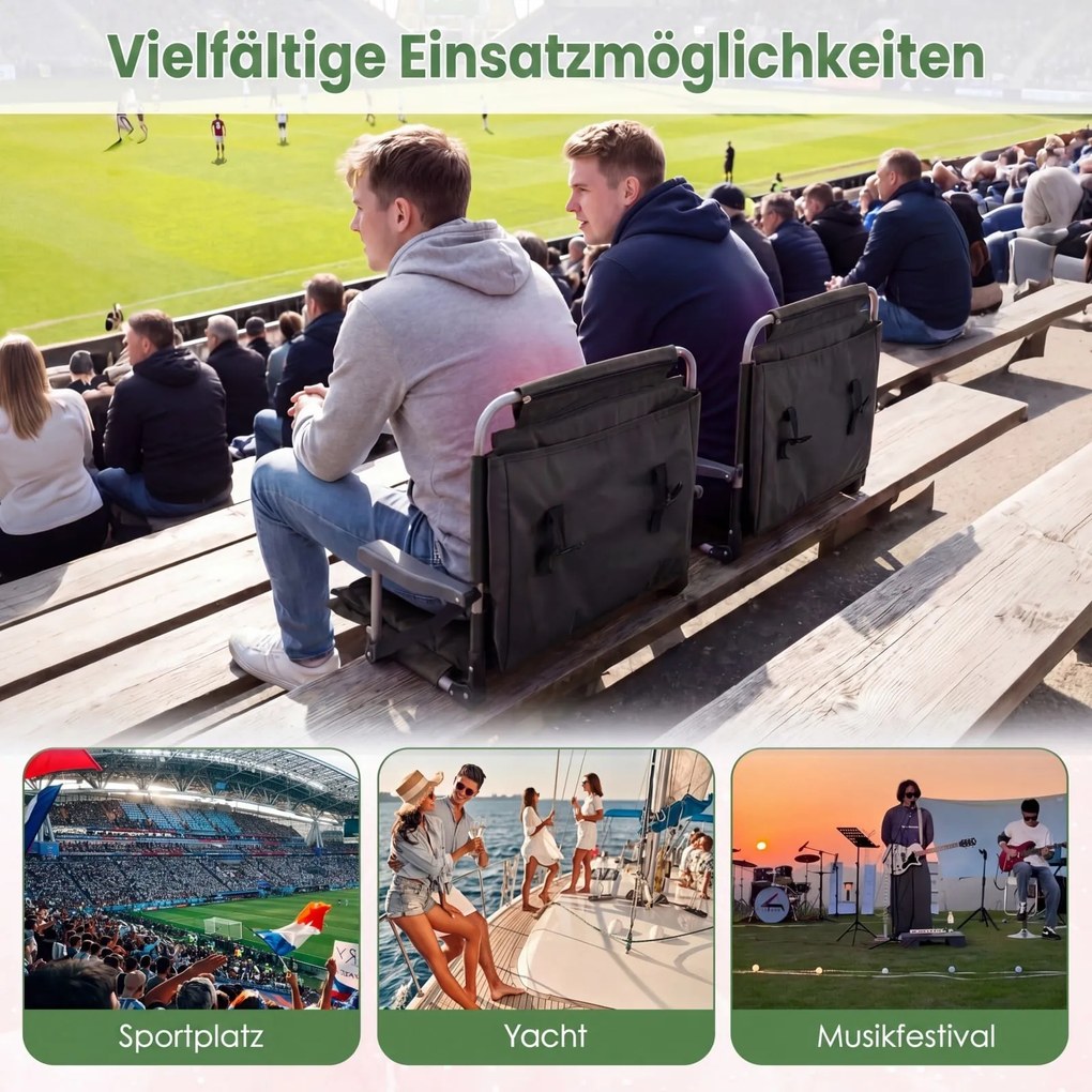 Costway Přenosné stadionové sedátko s opěradlem skládací bělicí křeslo