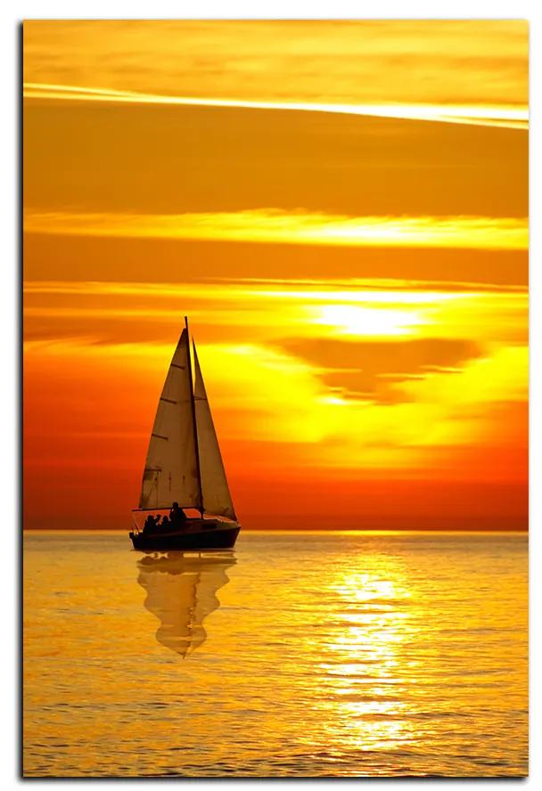 Obraz na plátně - Loď při západu slunce - obdélník 7247A (75x50 cm)