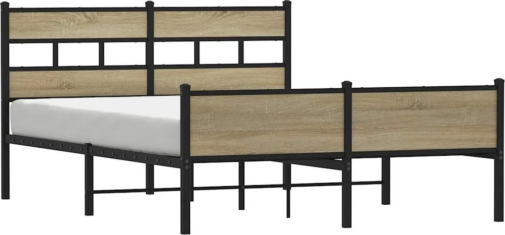 Kovový rám postele bez matrace dub sonoma 160 x 200 cm 3308503