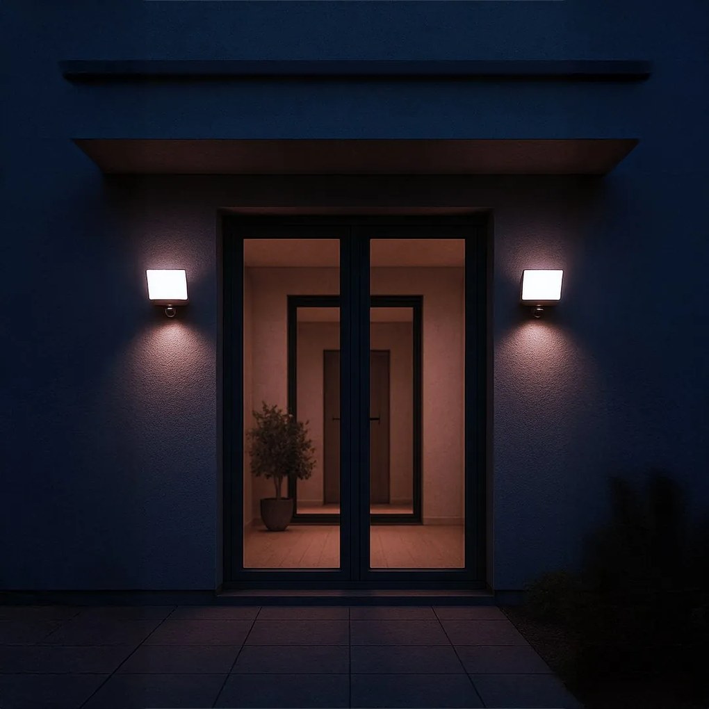 Exteriérové ​​nástěnné LED svítidlo Davos, 1x LED 30w, 4000k, černá, pohybový senzor