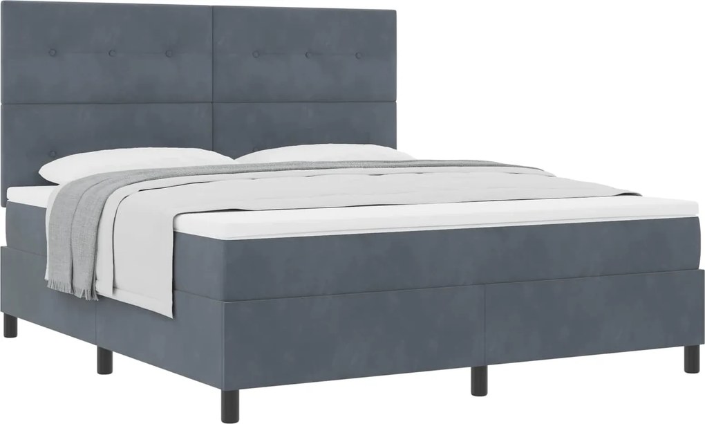 Postel s boxspringem s čelo Tmavě šedá 180 x 200 cm samet 3339849