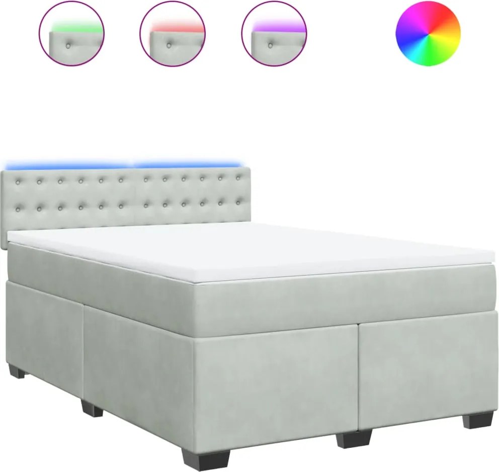 Box spring postel s matrací světle šedá 160x200 cm samet 3288666