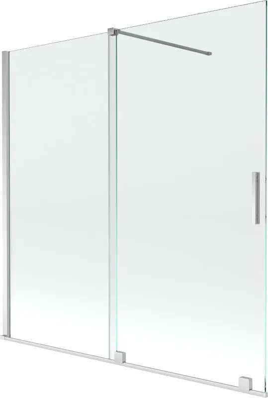 Mexen Velar dvoukřídlá vanová zástěna, posuvná, 160 x 150 cm, transparentní, chrom - 896-160-000-01-01