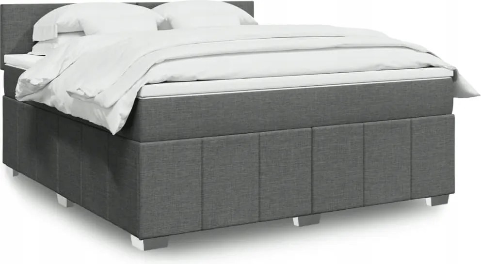 Box Spring Postel S Matrací Textil Tmavě Šedá Hladký design 180 x 200 cm