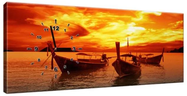 Tištěný obraz s hodinami Západ slunce v Thajsku 100x40cm ZP2508A_1I