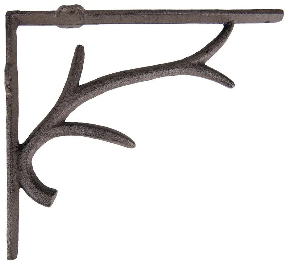 Hnědá nástěnná litinová policová konzole - 5*25*21 cm