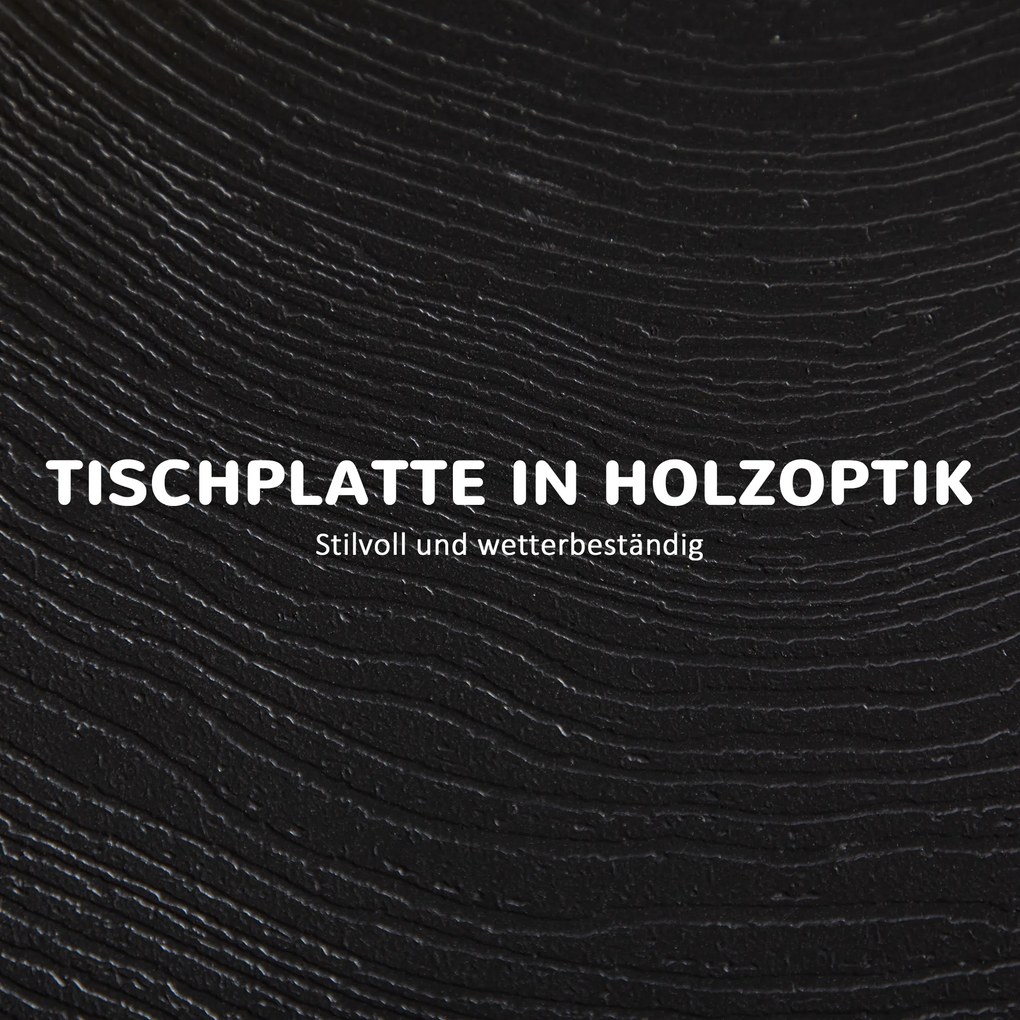 Outsunny kulatý skládací stůl Ø60 cm zahradní jídelní stůl s dekorativním vzhledem dřeva na balkon terasu tmavě šedý | Aosom.de