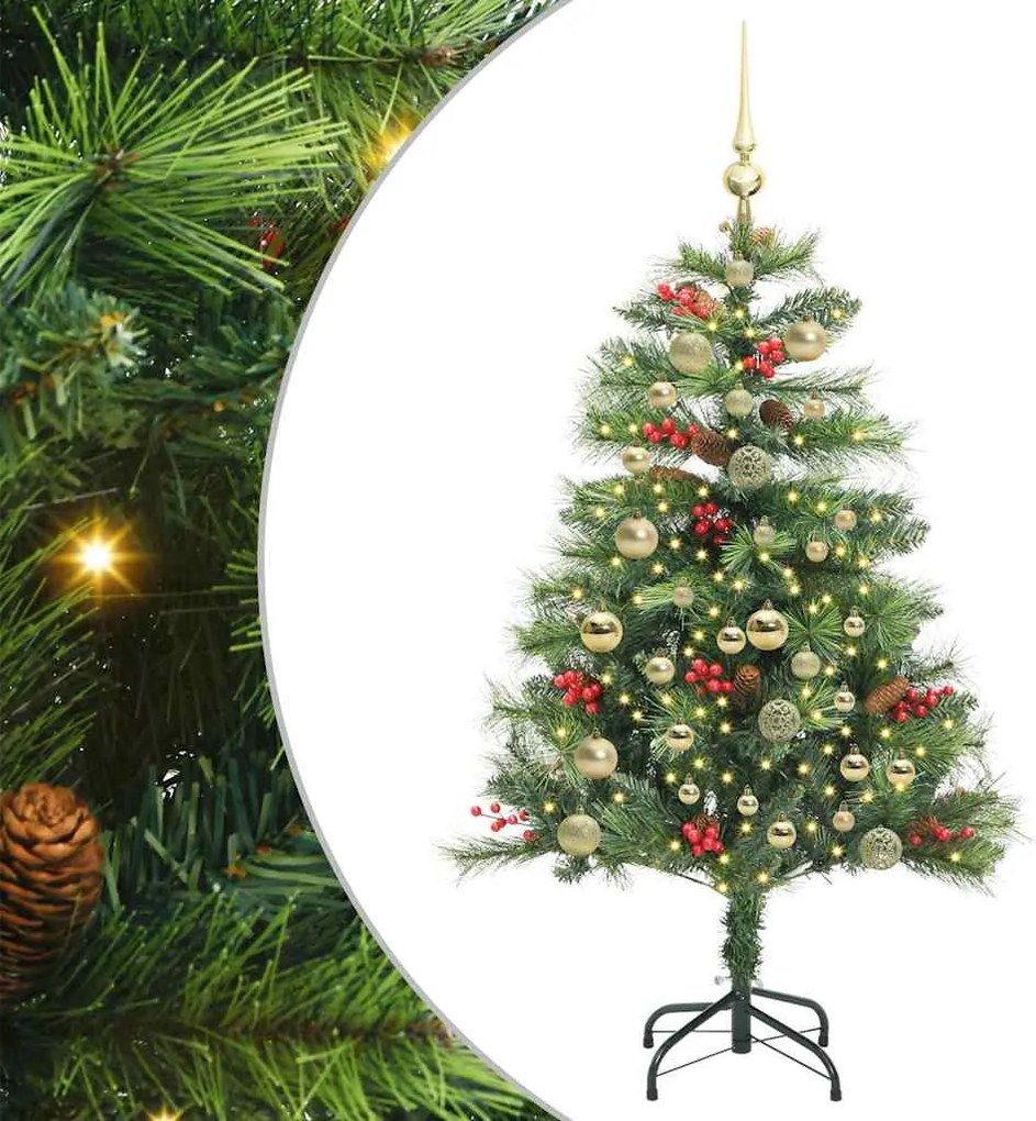 Umělý vánoční stromeček 150 LED Teplá bílá PVC a kov Zelená 3395129