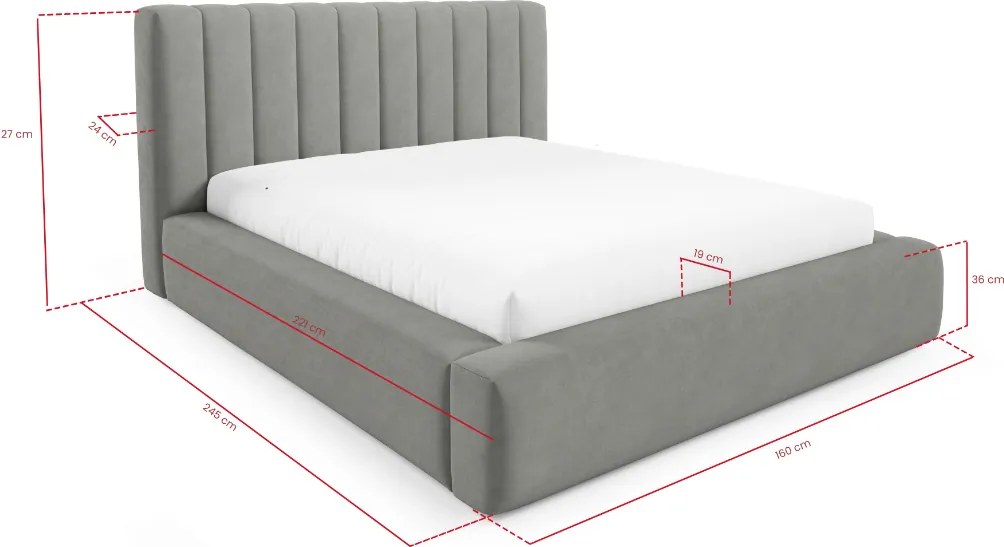 Čalouněná postel BORMINI+, 120x200 cm, s úložným prostorem a roštem Úložný prostor: S kovovým rámem úložného prostoru, Barva látky Velutto: Světle hnědá (Velutto 30)