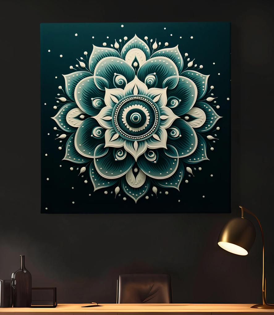 Obraz na plátně - Smaragdová mandala FeelHappy.cz Velikost obrazu: 120 x 120 cm