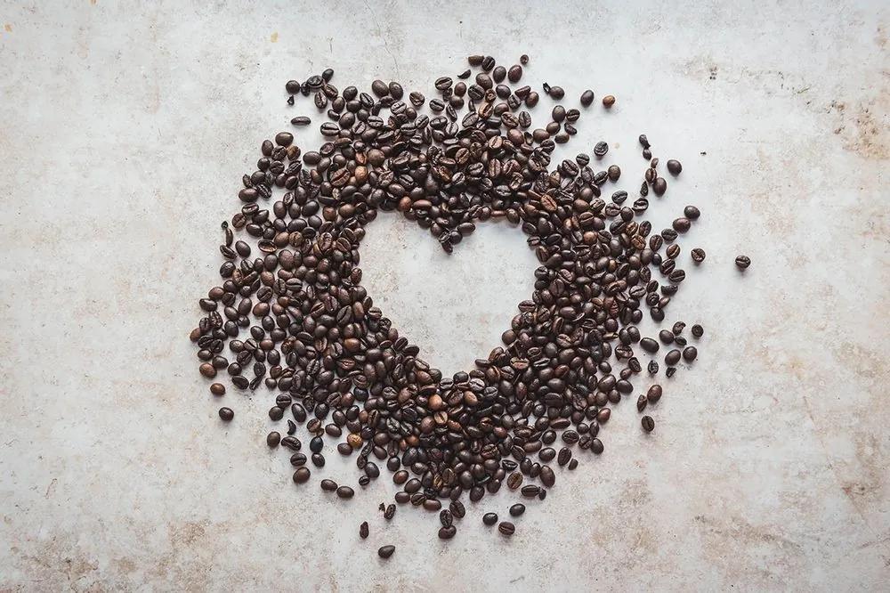 Tapeta kávové srdce - 225x150 cm