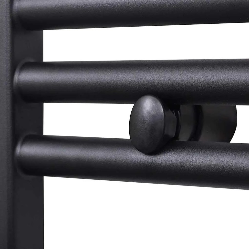 Černý žebříkový radiátor na ručníky rovný ústřední topení 500x1160 mm 141907