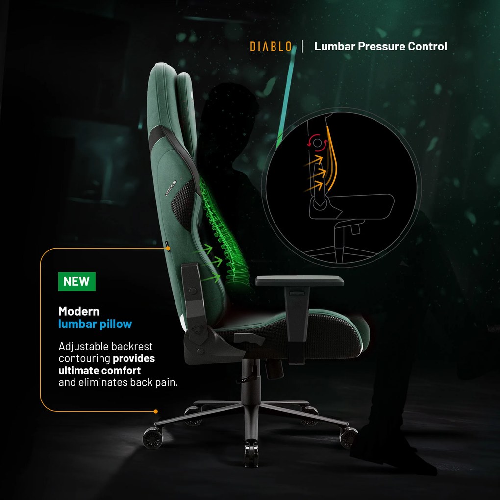 Herní židle zelené Normal Size: Diablo X-One Prime Forest Green