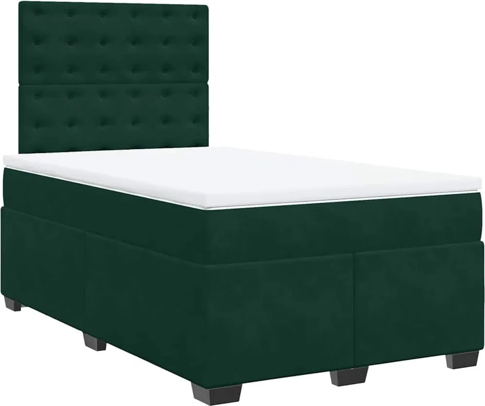 Box spring postel s matrací tmavě zelená 120 x 200 cm samet 3293197