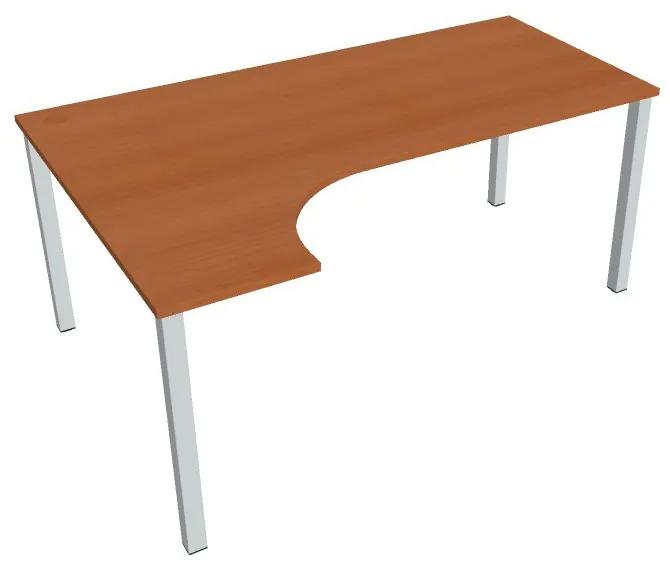 Stůl ergo oblouk pravý 180×120/80 cm - Hobis Uni UE 1800 P Dekor stolové desky: třešeň, Barva nohou: Stříbrná