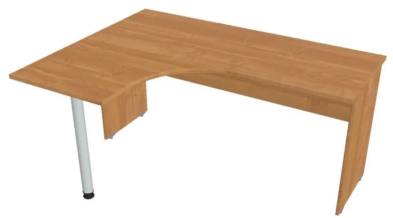 Stůl ergo pravý 160*120 cm - Hobis Gate GE 60 P Dekor stolové desky: olše, Dekor lamino podnože: olše, Barva nohy: stříbrná